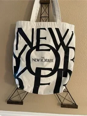 Bags | Black And Off White New Yorker Canvas Book Bag | Poshmark